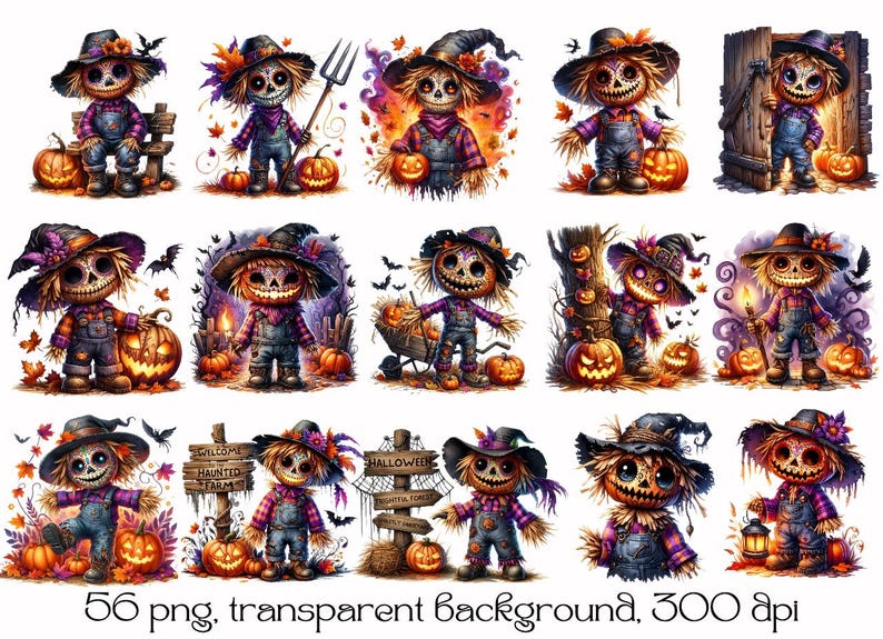 Scarecrow Clipart Fall Scarecrow Png Cute Scarecrow Graphic, Halloween ...