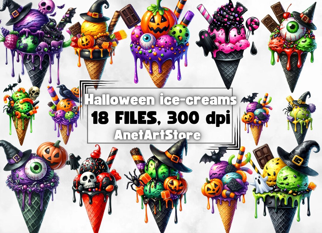 Ice Cream Clipart, Halloween Ice Cream Png, Spooky Clipart, Ice-cream ...