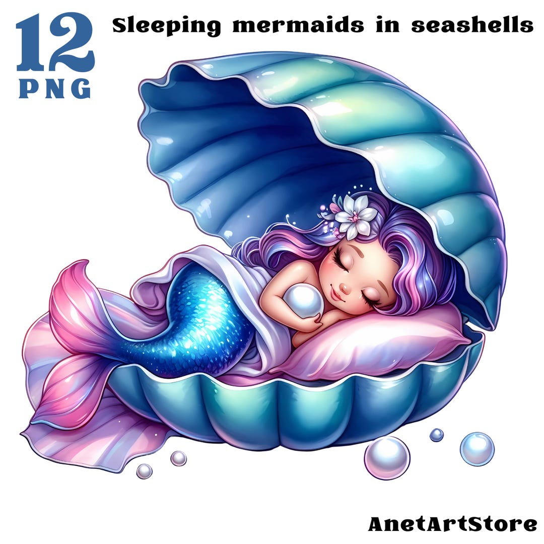 Mermaid PNG, Sleeping Mermaid Clipart, Sea PNG, Sublimation Design ...