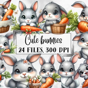 Bunny Clipart, Bunnies Png, Cute Rabbit Clipart, Kids Sublimation ...