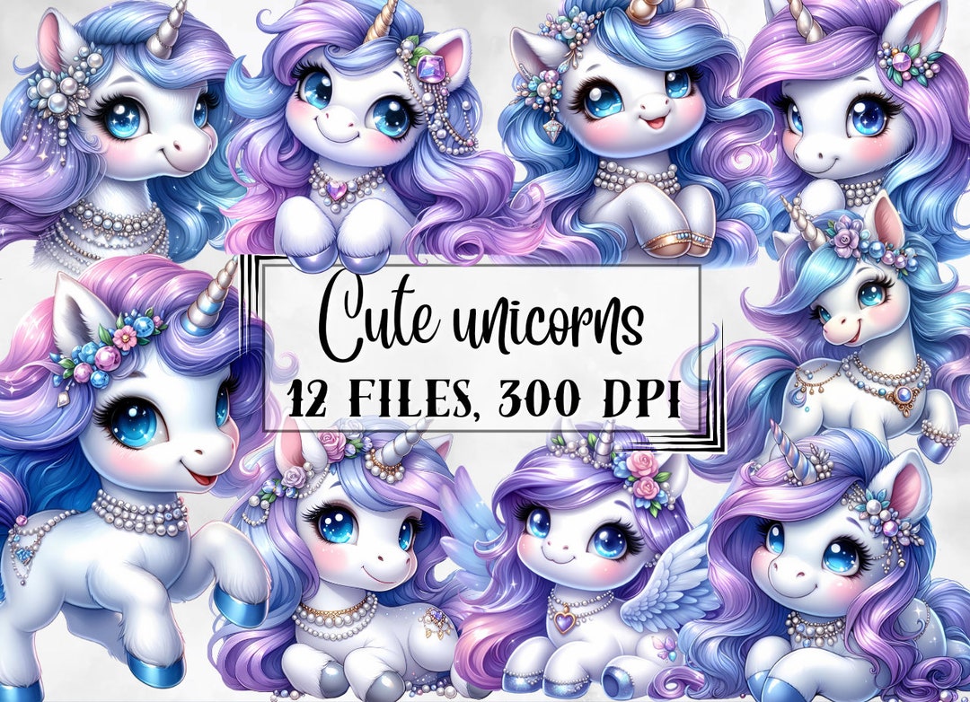 Unicorn Clipart, Cute Unicorns Clip Art, B'day Wall Art Decor ...