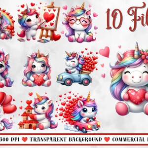 Unicorn Clip Art, Cute Unicorns Clip Art, Valentine's Day Clip Art, B ...