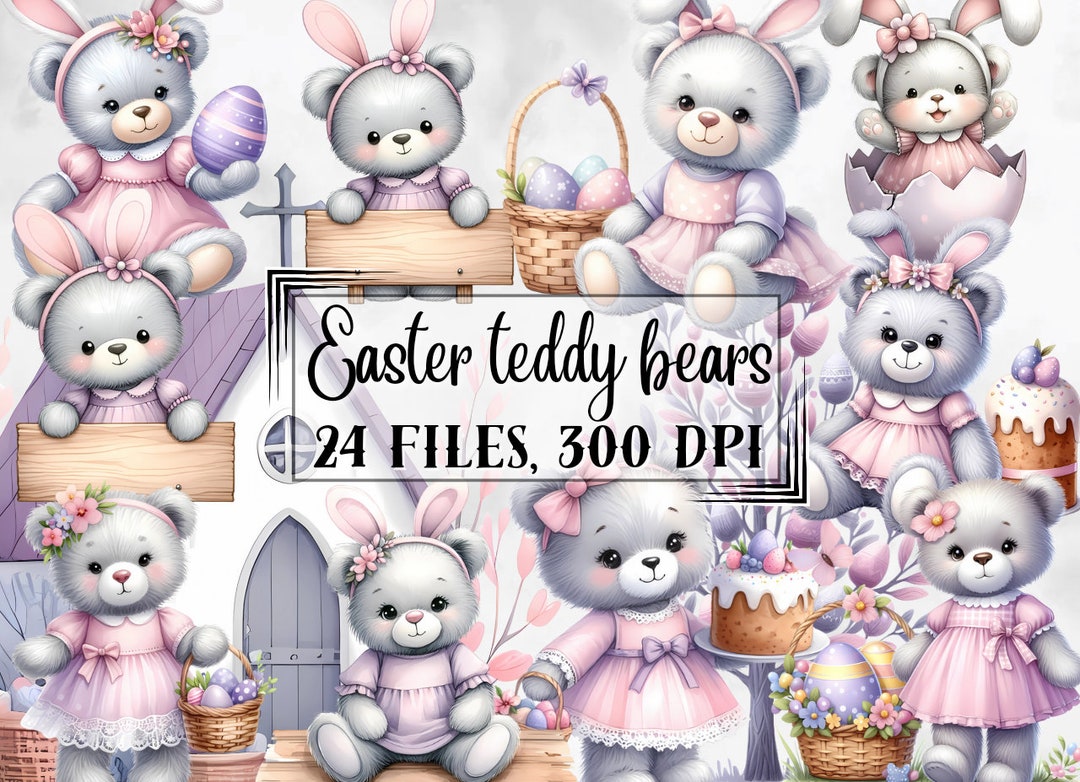Easter Clipart, Easter Bears Clip Art, Easter Sublimation, Easter ...