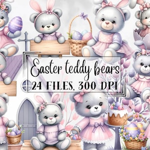 Easter Clipart, Easter Bears Clip Art, Easter Sublimation, Easter ...