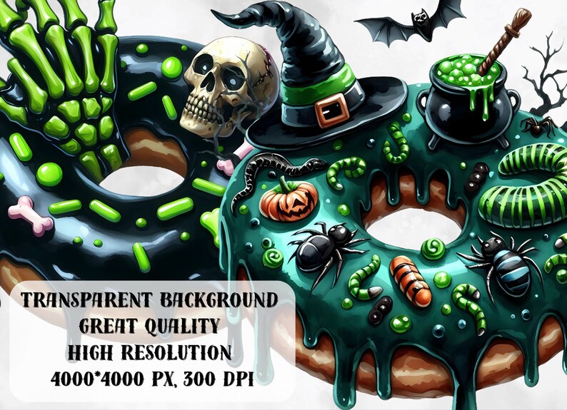 Donut Clipart, Halloween Donut Png, Spooky Clipart, Donuts Clipart ...