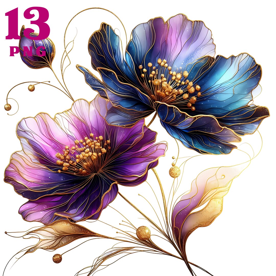 13 Png, Flower Clipart, Magic Flowers Png, Floral Sublimation, Flowers ...