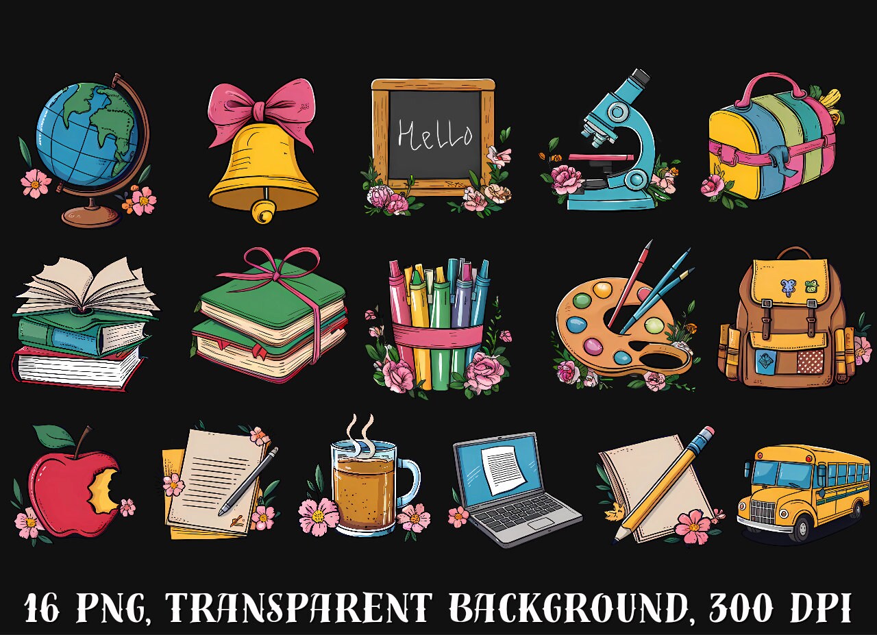 School Clipart, School Stickers, Funny School Png, Back to School, Wall ...
