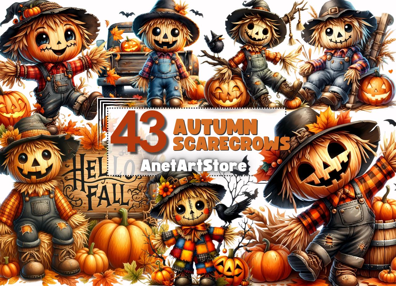 Scarecrow Clipart Fall Scarecrow Png Cute Scarecrow Graphic Autumn ...
