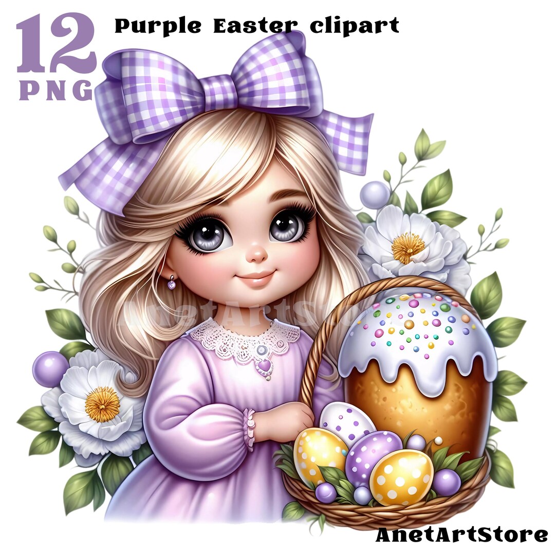 Purple Easter Clipart Farmhouse Easter Illustration Easter Decorations Countryside Easter Png ...
