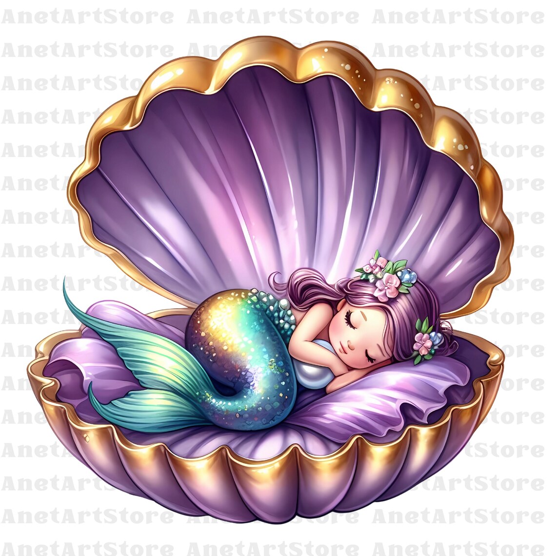Mermaid PNG, Sleeping Mermaid Clipart, Sea PNG, Sublimation Design ...