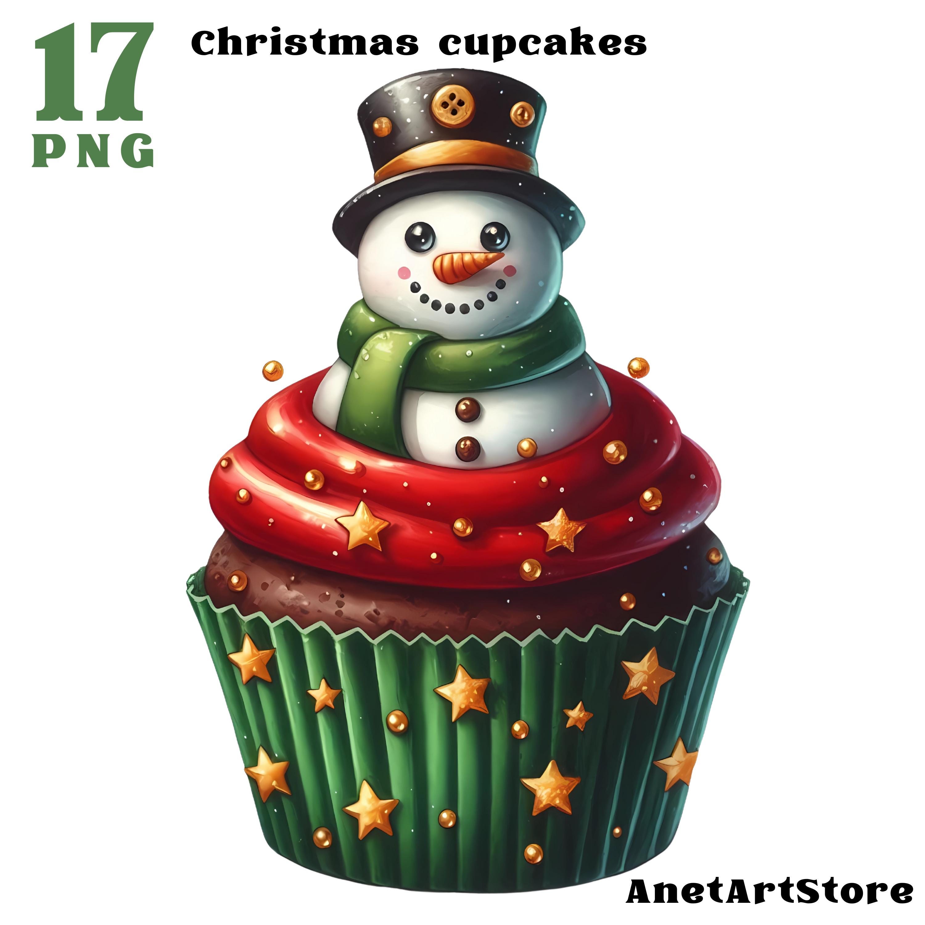Cupcake Clipart, Christmas Cupcake Png, Winter Clipart, Bakery Clipart ...