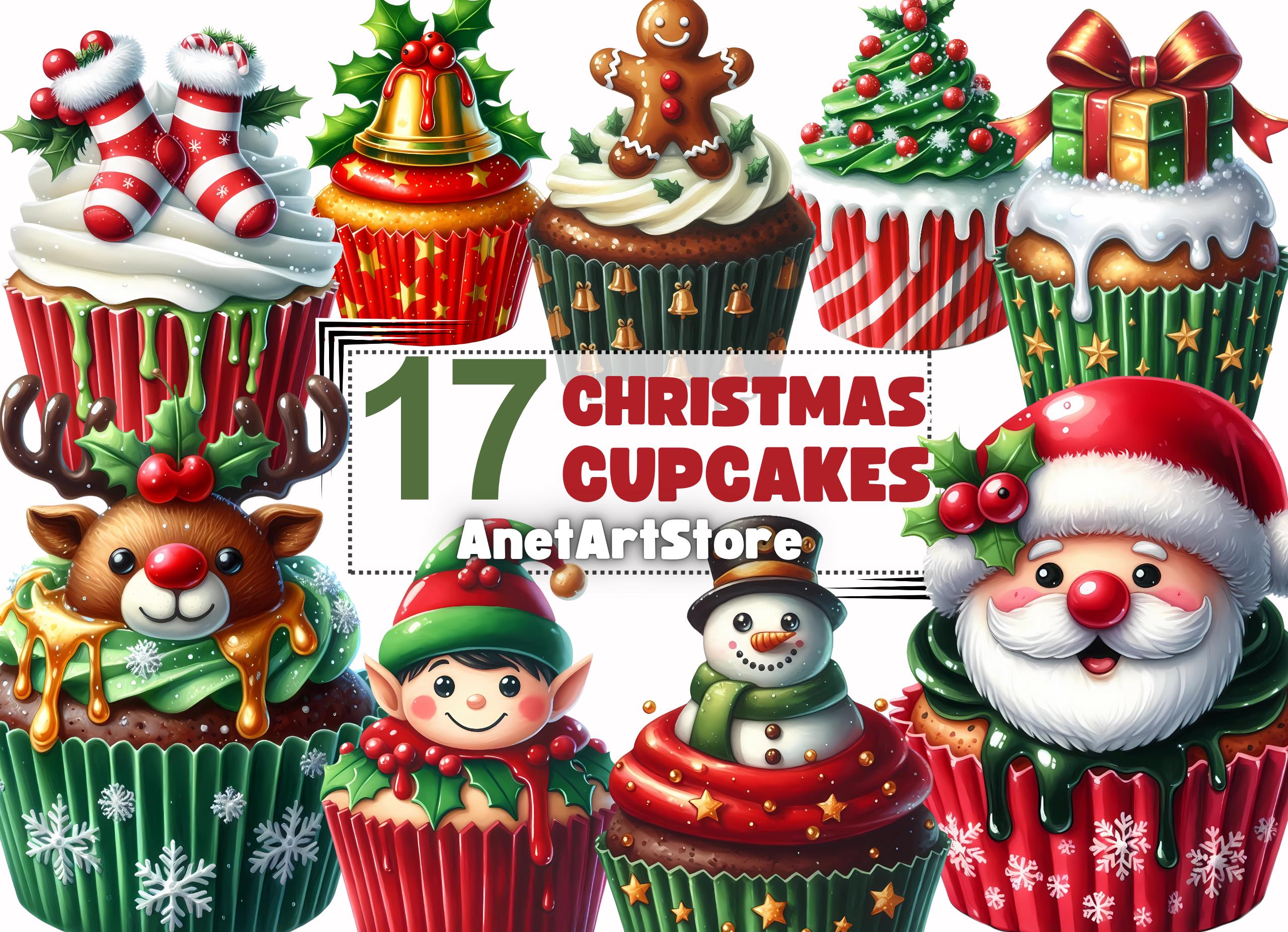 Cupcake Clipart, Christmas Cupcake Png, Winter Clipart, Bakery Clipart ...
