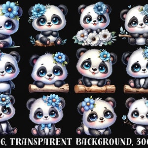 Pandas Clipart, Cute Baby Boy Pandas Png, Little Pandas Clip Art ...
