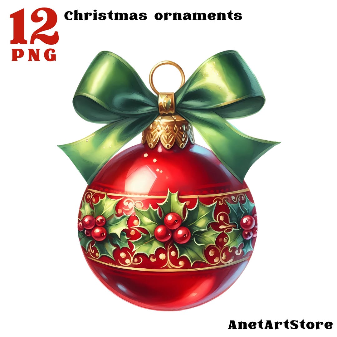 Christmas Tree Ornaments Clipart, Christmas Clipart, Holiday Png, New ...
