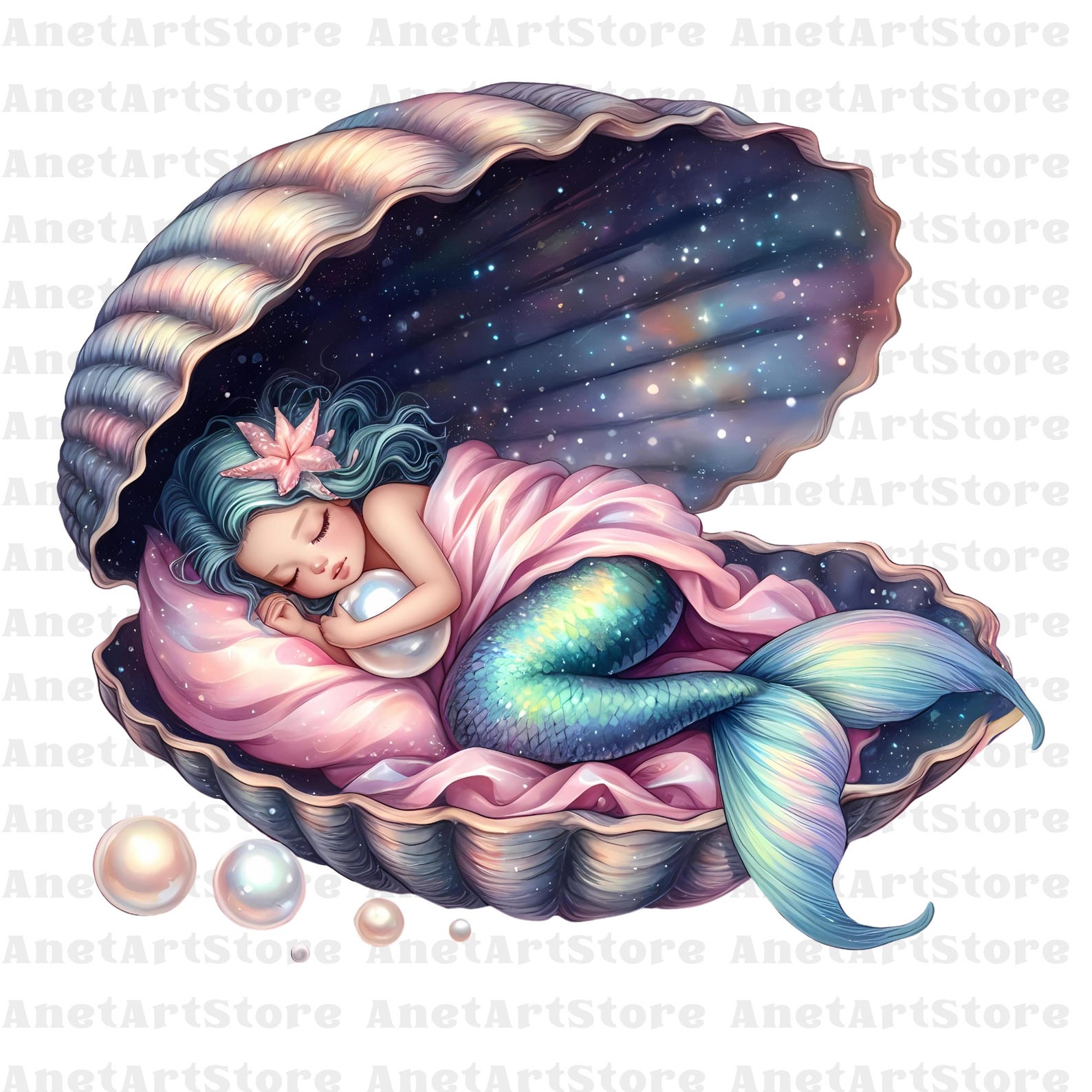 Mermaid PNG, Sleeping Mermaid Clipart, Sea PNG, Sublimation Design ...