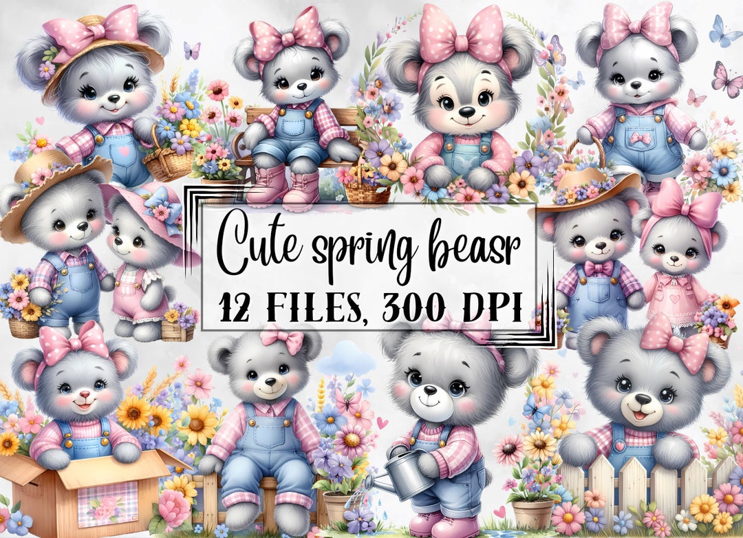 Spring Clipart, Spring Teddy Bears Png, Mothers Day Clipart, Teddy Bear ...