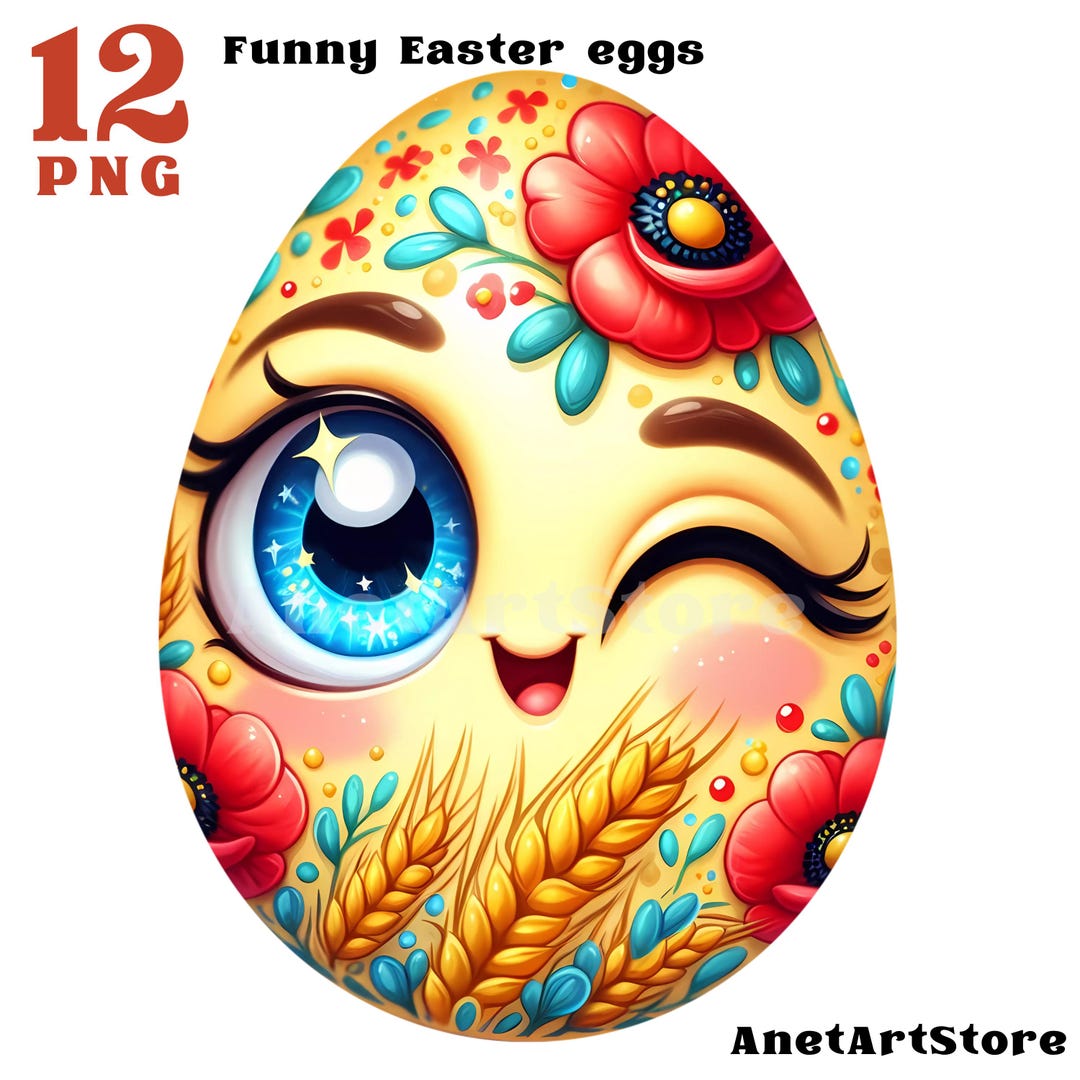 Easter Egg Clipart, Cute Easter Clipart Funny Easter Easter Sublimation ...
