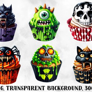 Cupcake Clipart, Halloween Cupcake Png, Spooky Clipart, Bakery Clipart ...