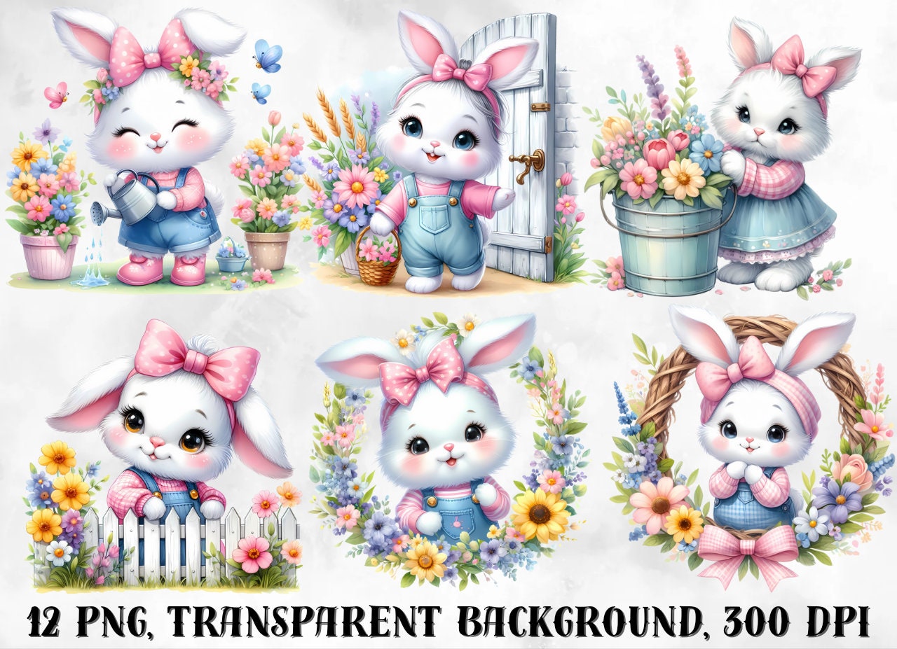 Spring Clipart, Spring Bunnies Png, Mothers Day Cliart, Easter ...