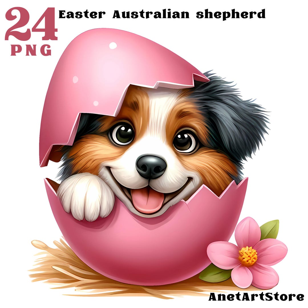 Australian Shepherd Clipart, Aussie Clipart, Easter Clipart, Easter ...