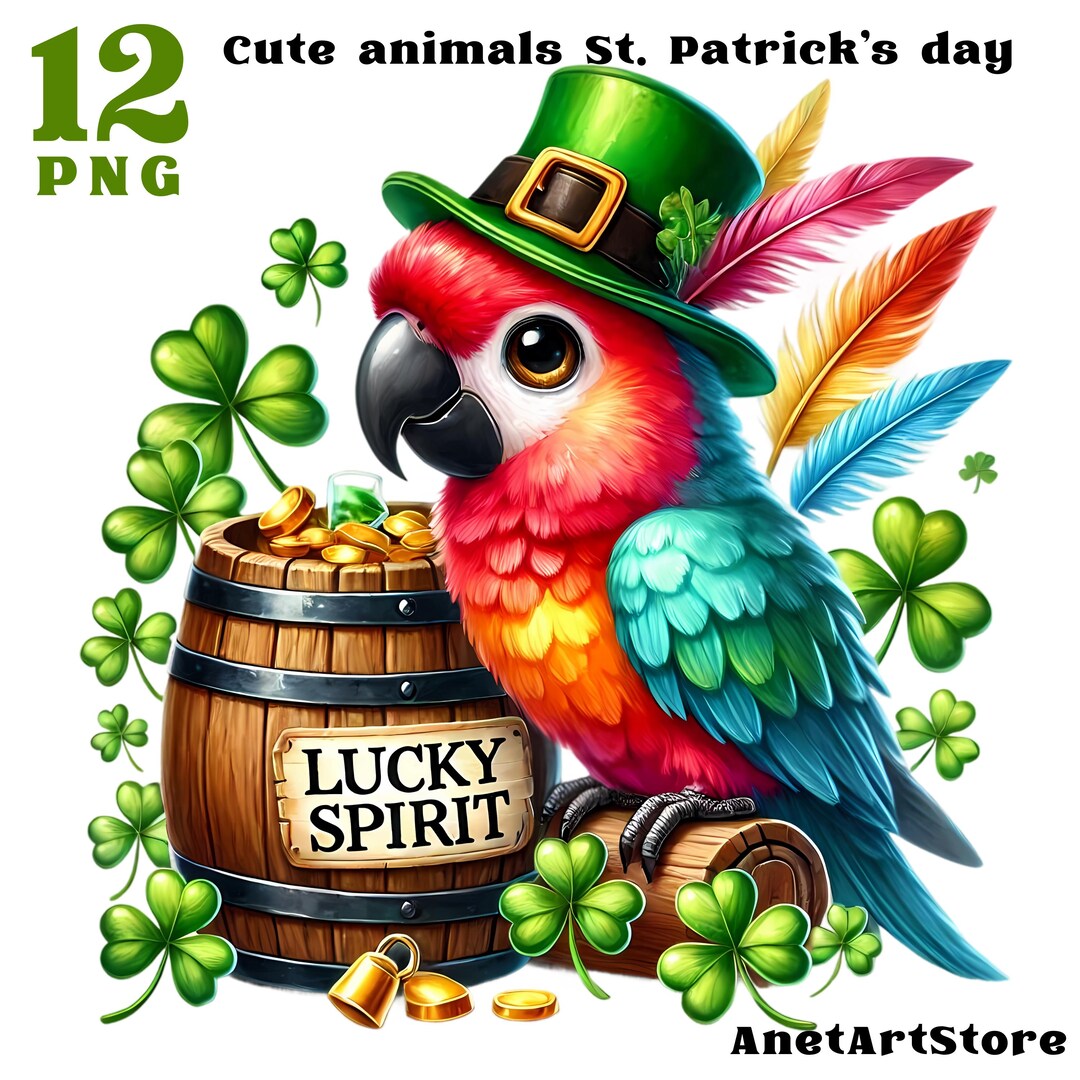 Cute Animals Clipart St Patrick's Day Clipart Green Clipart Clover ...