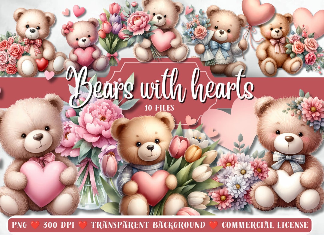 Teddy Bears Sublimation, Cute Bears Png, Valentine's Day Clip Art ...