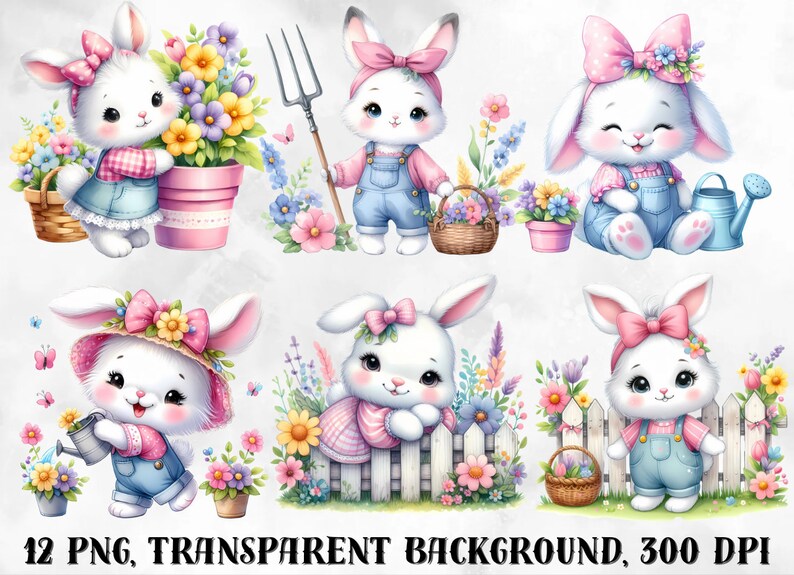 Spring Clipart, Spring Bunnies Png, Mothers Day Cliart, Easter ...