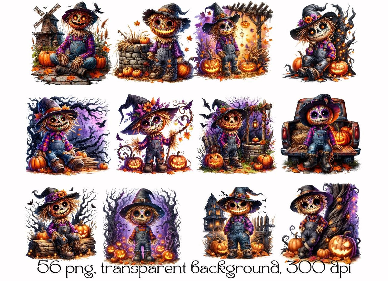 Scarecrow Clipart Fall Scarecrow Png Cute Scarecrow Graphic, Halloween ...