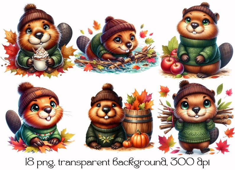 Beaver Clipart, Beavers Clipart, Beaver Png, Autumn Clipart, Fall Clip ...