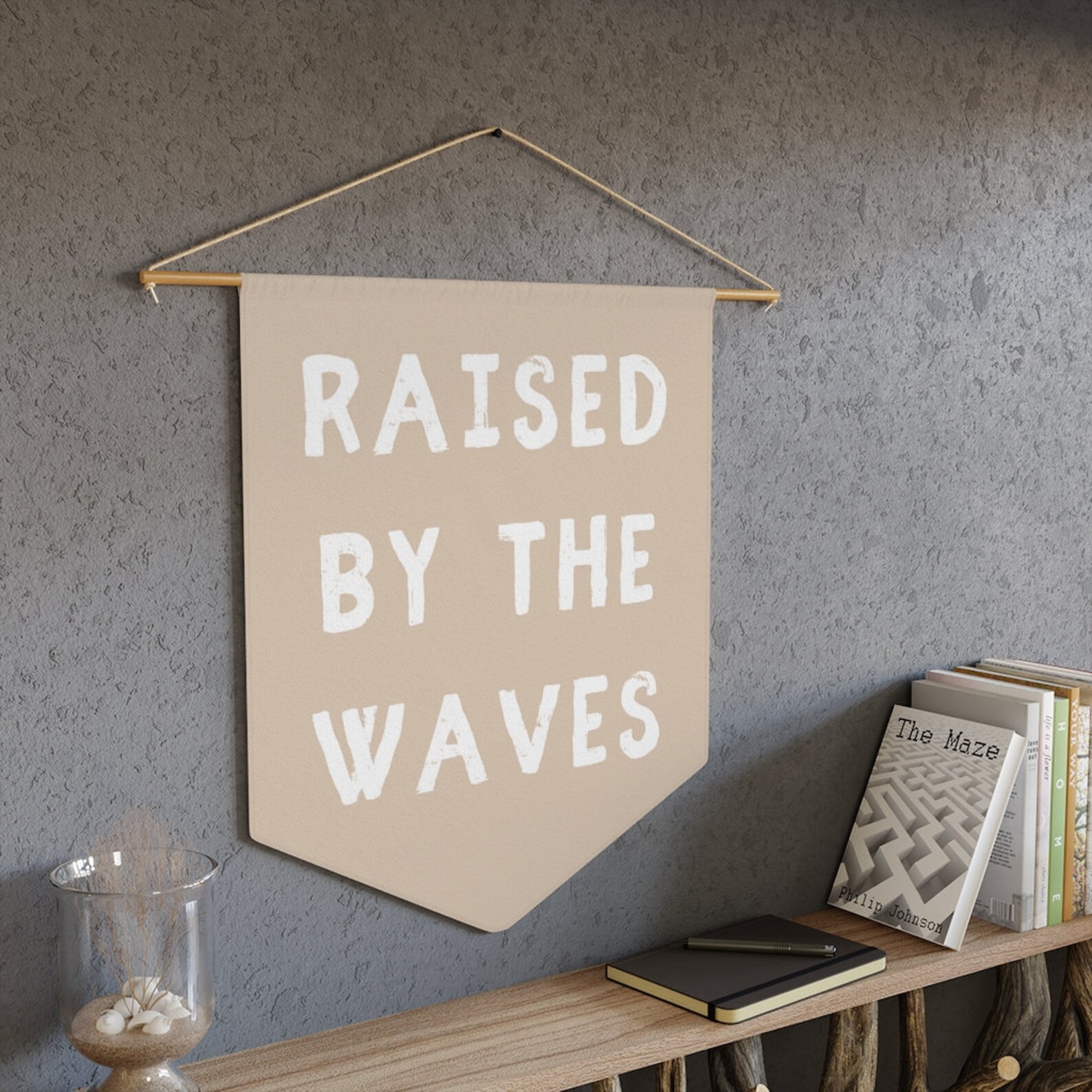Raised by the Waves Banner, Surf Pennant, Surf Wall Banner, Ocean Theme ...