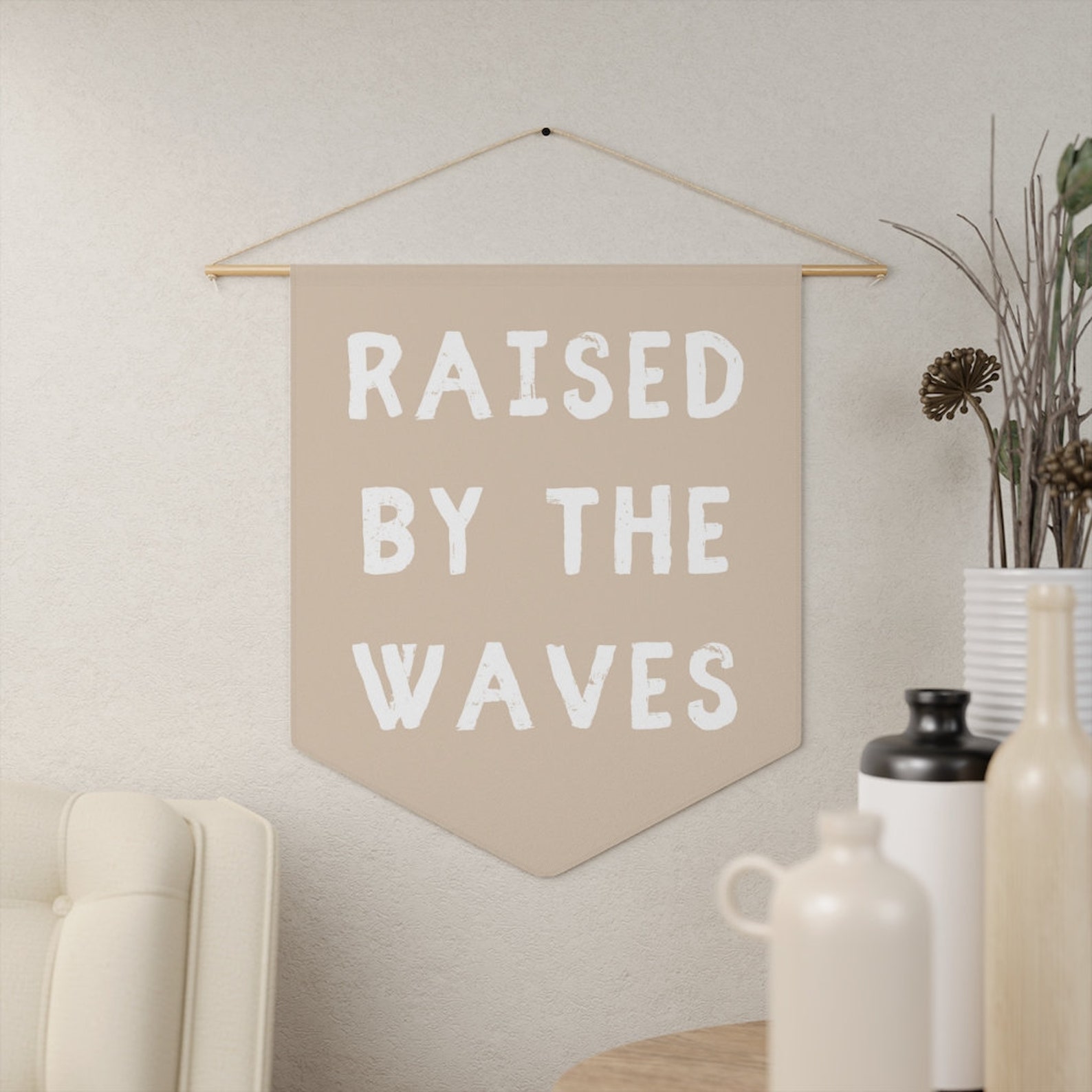 Raised by the Waves Banner, Surf Pennant, Surf Wall Banner, Ocean Theme ...