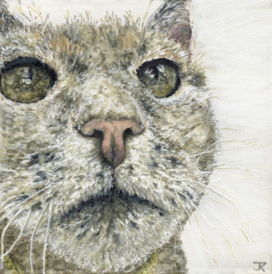 Grey Torbie Cat Painting as Print or Canvas Present for | Etsy