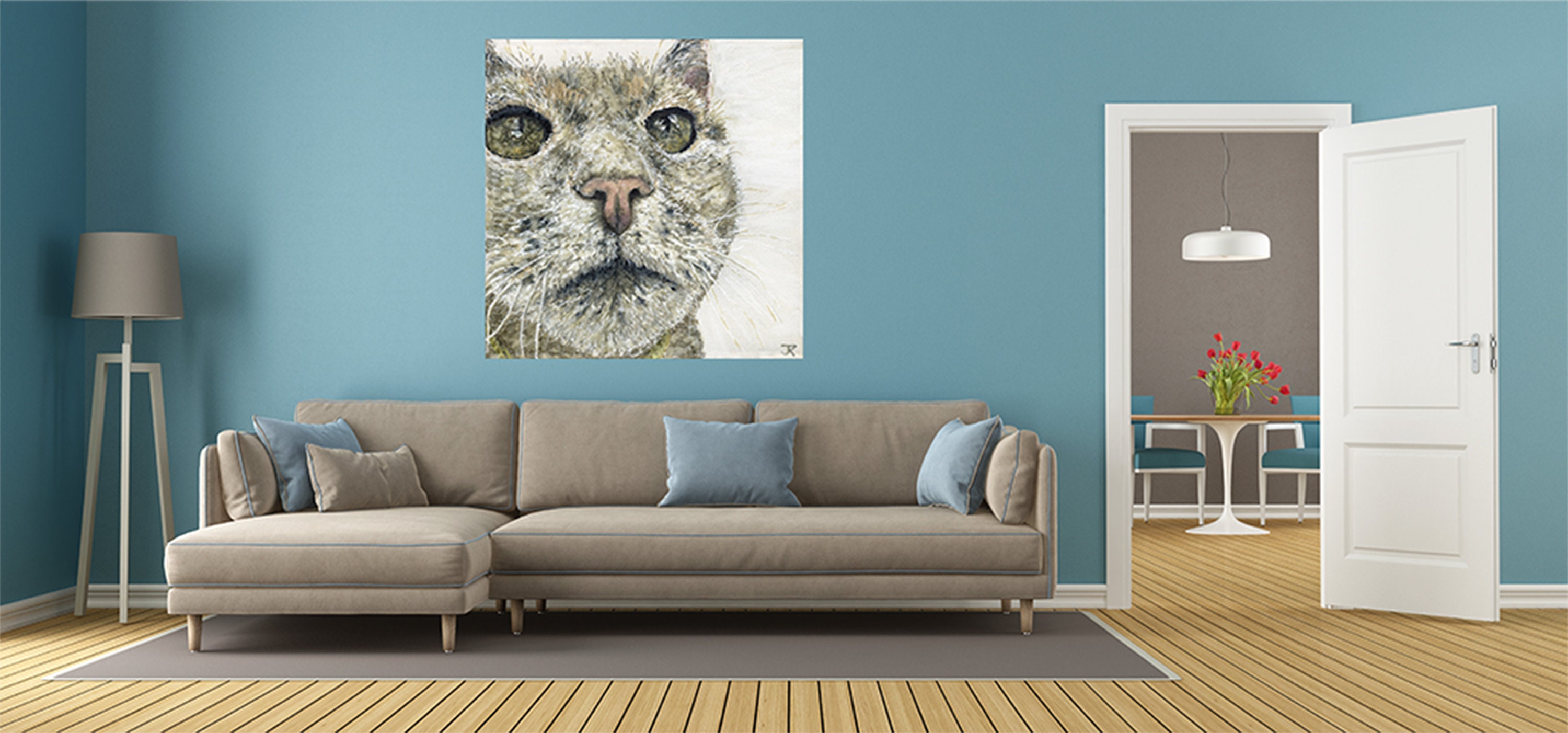 Grey Torbie Cat Painting as Print or Canvas Present for | Etsy