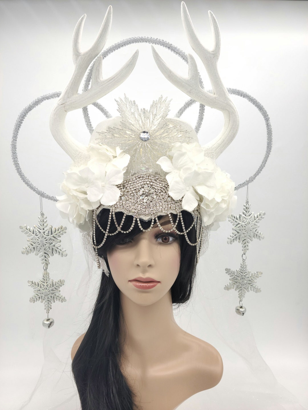 North Star Winter Stag Horned Antler Snow Headdress Headpiece Crown - Etsy