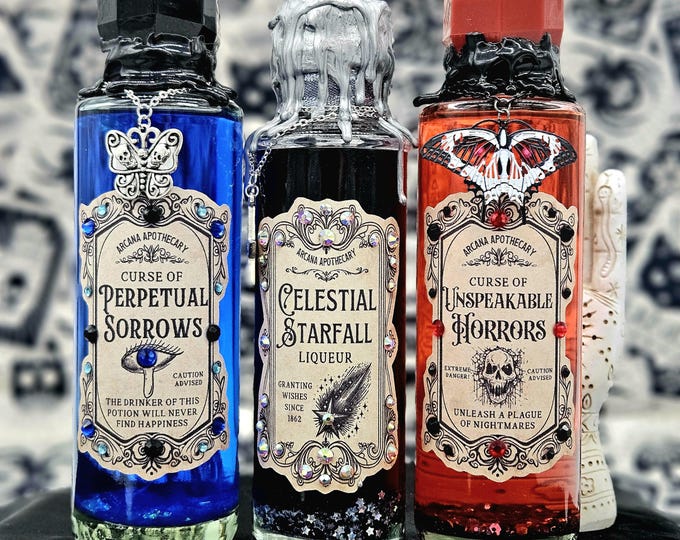 Sorrows Curse, Celestial Starfall, Horrors Curse Color Changing Glass Bottle, Witch Halloween ...