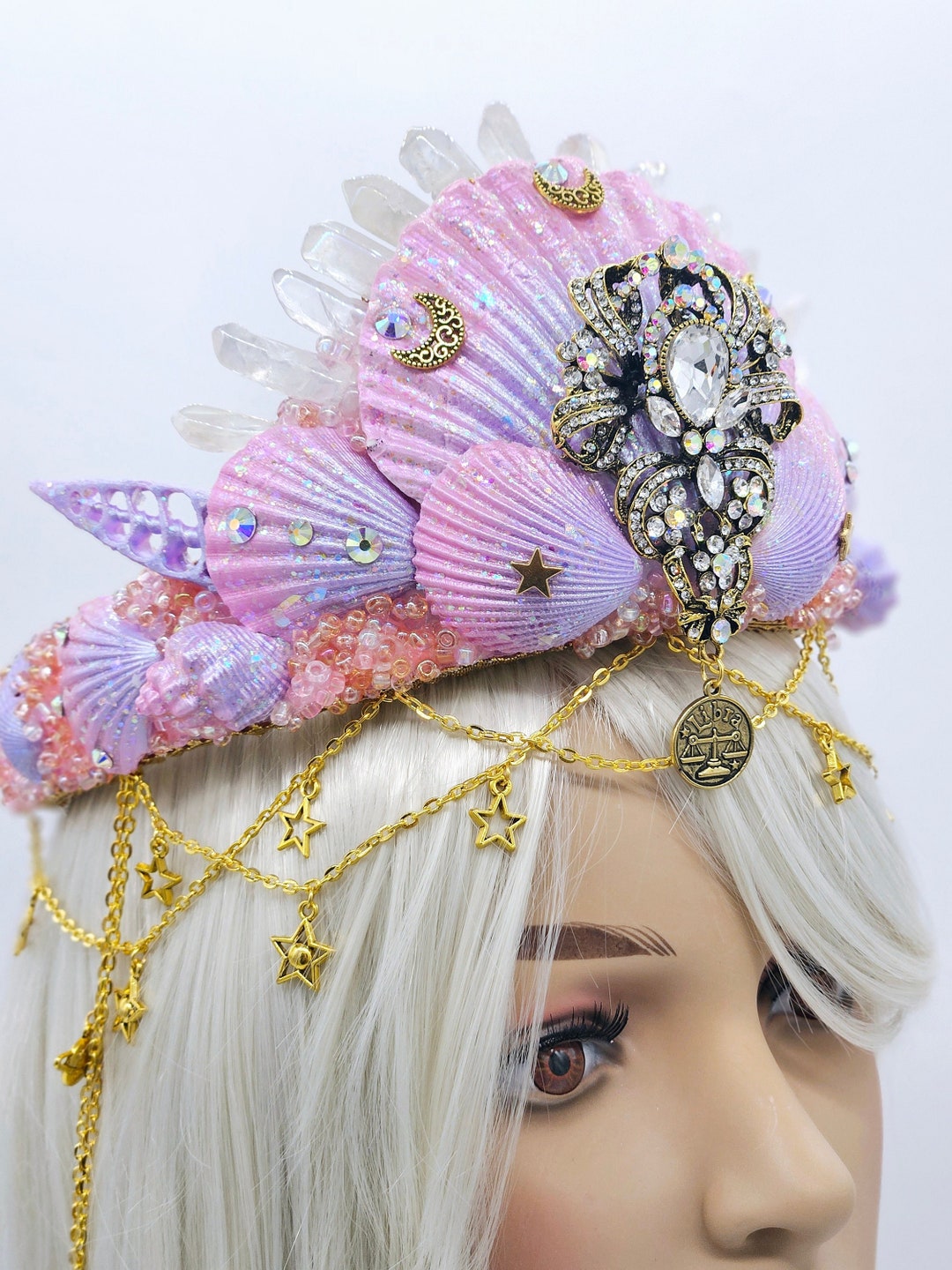 Libra Zodiac Galaxy Mermaid Seashell Crown Fantasy Headpiece - Etsy