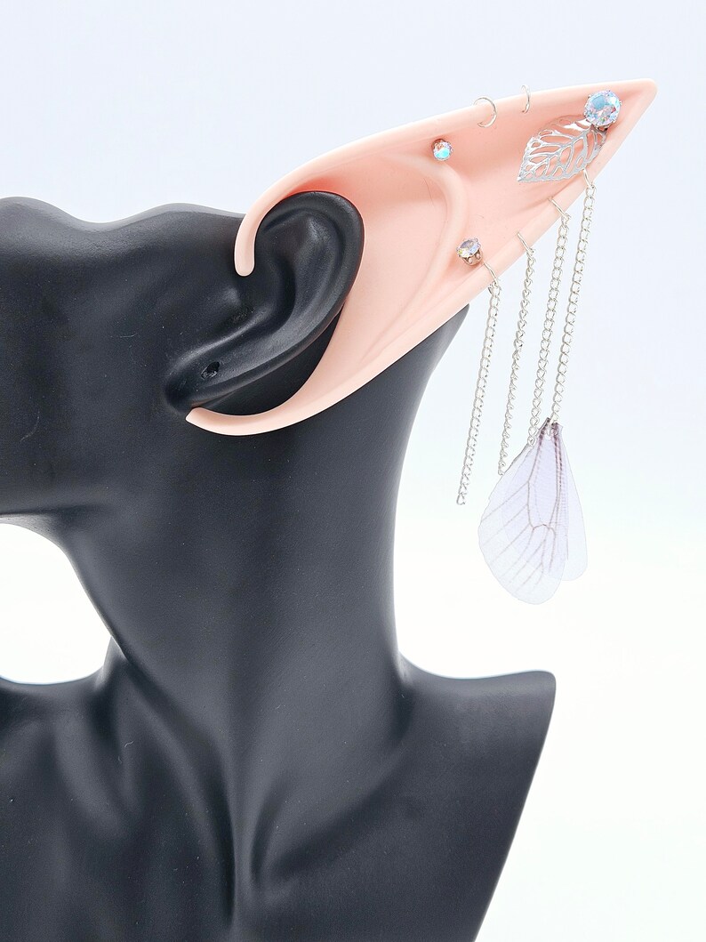 Butterfly Wing Pierced Elf Ears Cosplay Fairy LARP Ear Cuffs Fantasy ...
