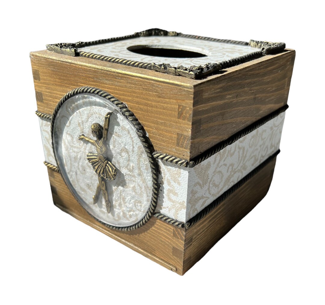 Tissue Box Cover Square, Ballerina, Ballet Dancer, Handmade Wooden ...