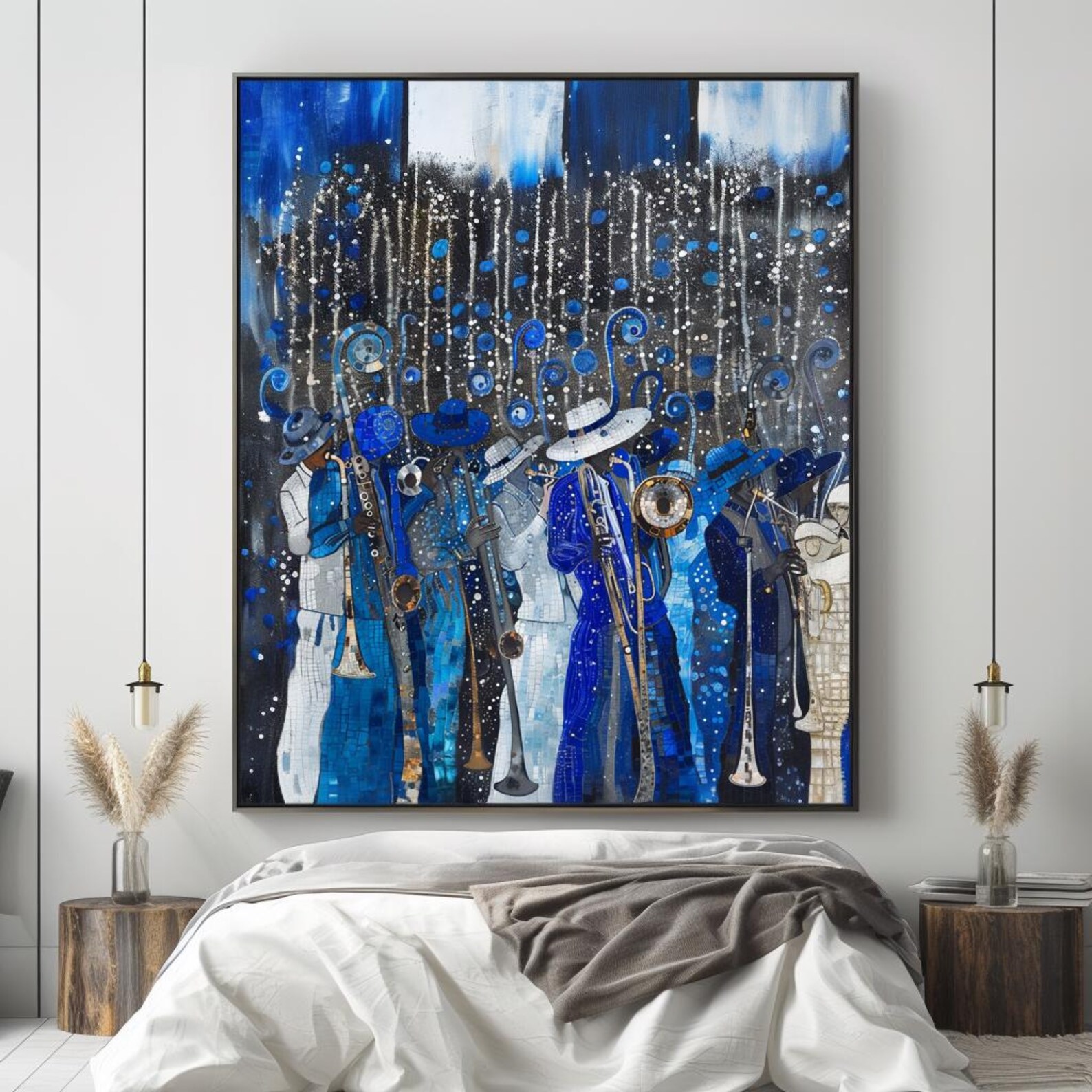 Printable Jazz Light Blue Wall Art - Moody Wallpaper, Blues Musician ...