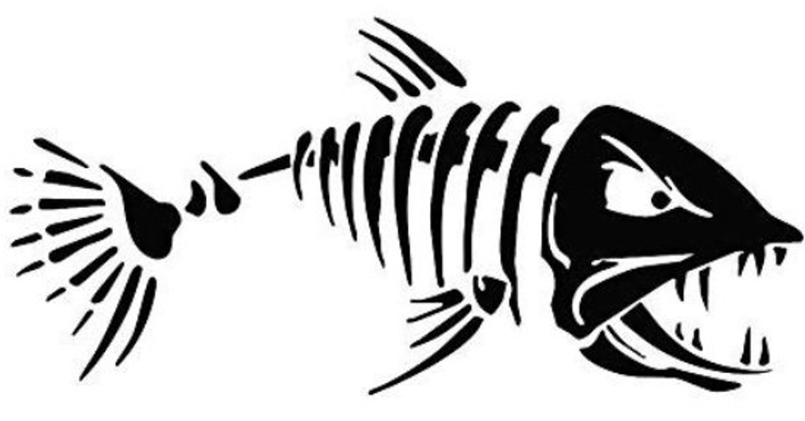Angry Fish Skeleton Vinyl Bumper Car Sticker Decal 6 x 3 | Etsy