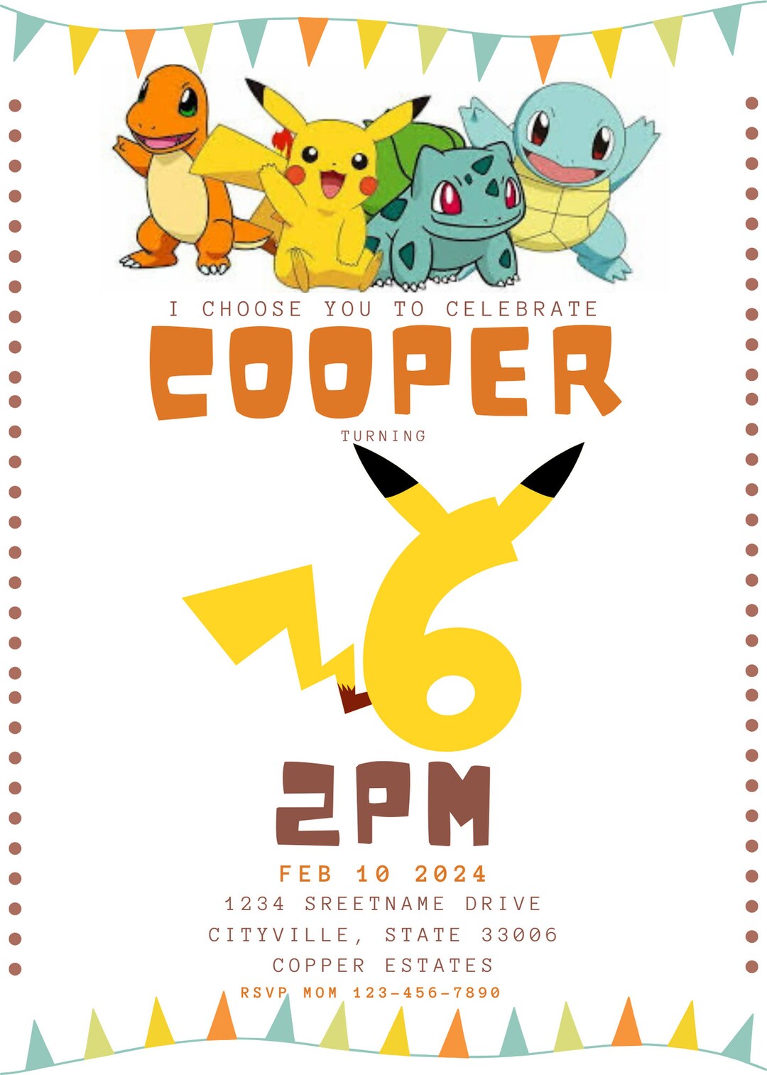 Pokémon 6th Birthday Party Invitation Template, Pokémon Invite, Canva ...