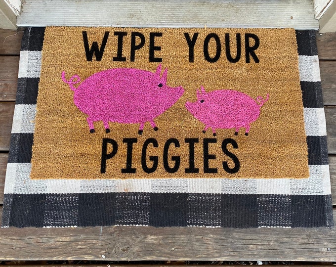 Wipe Your Piggies, Pigs, Pig Lover, Pig Decor, Doormat, Welcome Mat ...