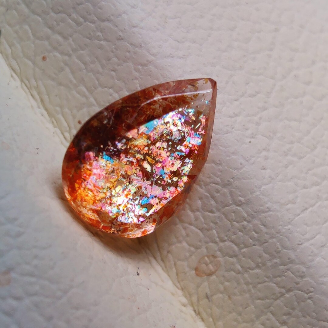 Natural Rainbow Confetti Sunstone Pear Shape Faceted - Etsy