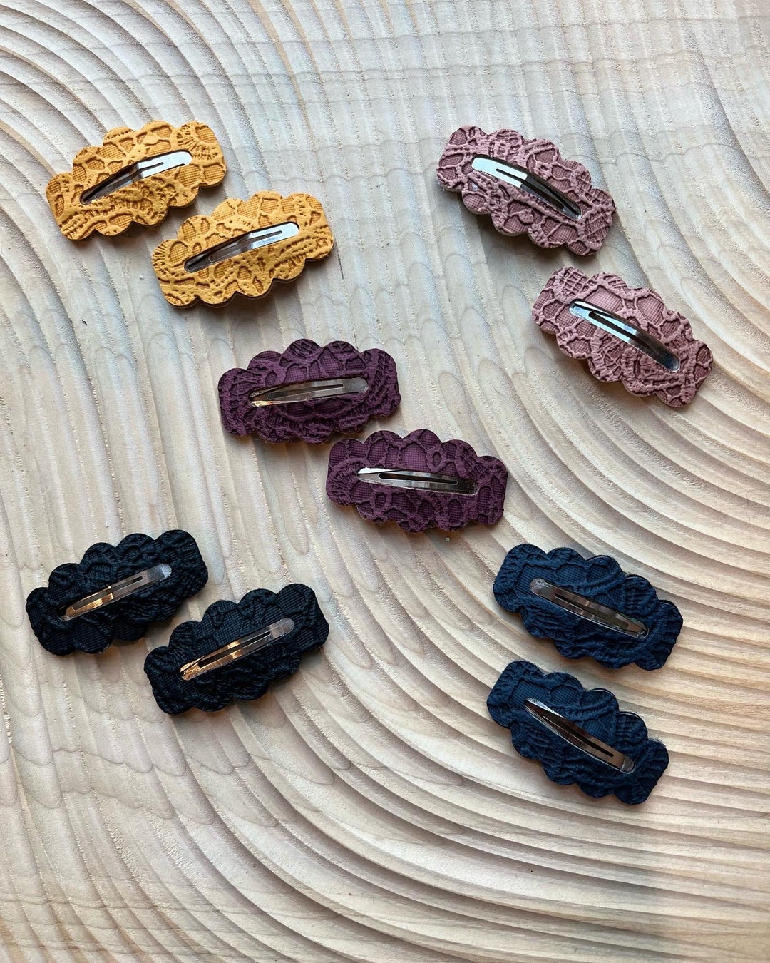Embossed Faux Lace Snap Clips: 2-inch Hair Accessories Set - Etsy