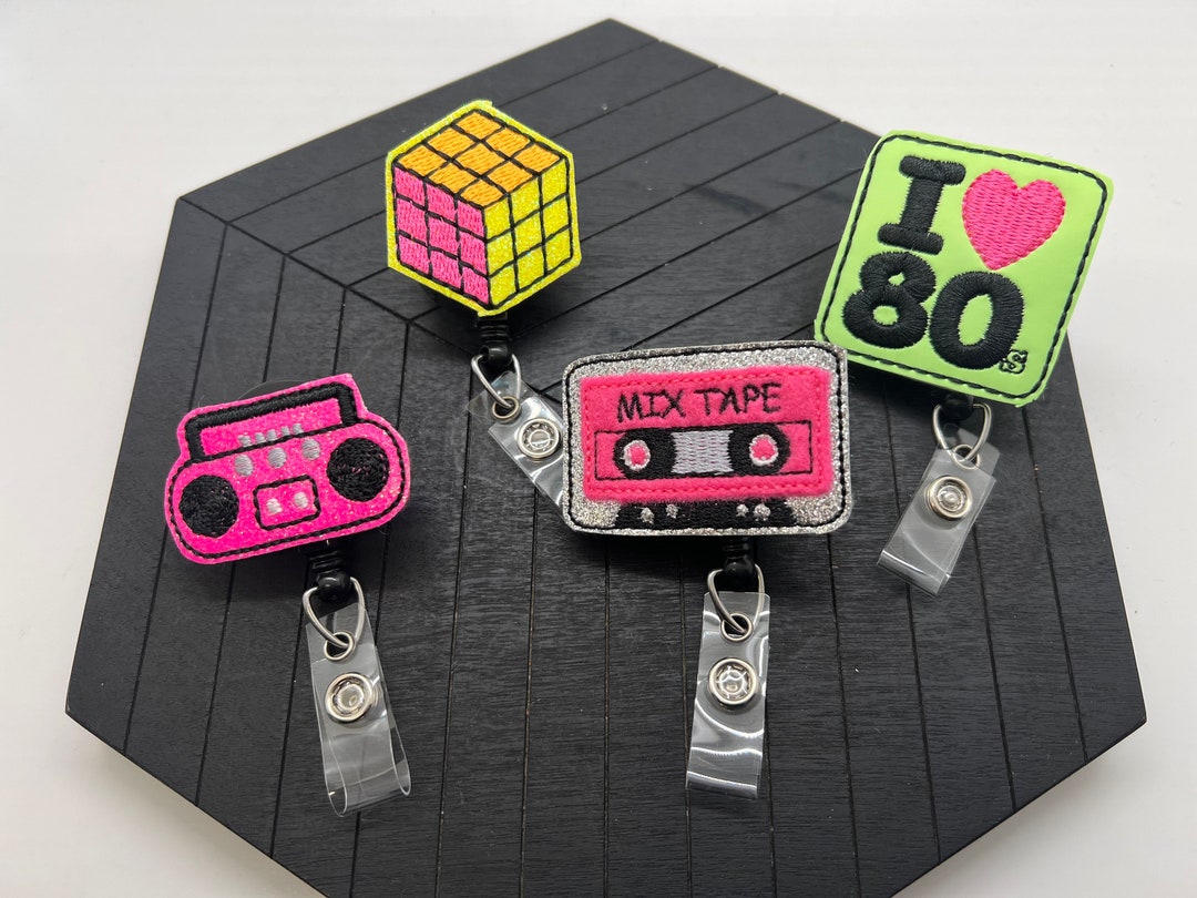 80's Themed Badge Reels, We Love the 80's Badge Reels, ID Holders - Etsy