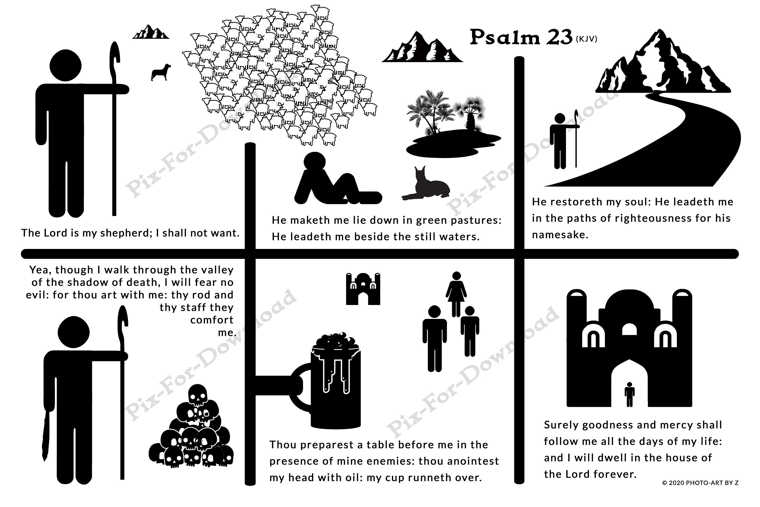 Psalm 23 Print, Psalm 23 Poster, Psalm 23 Art, Bible Verse Gift for Him ...