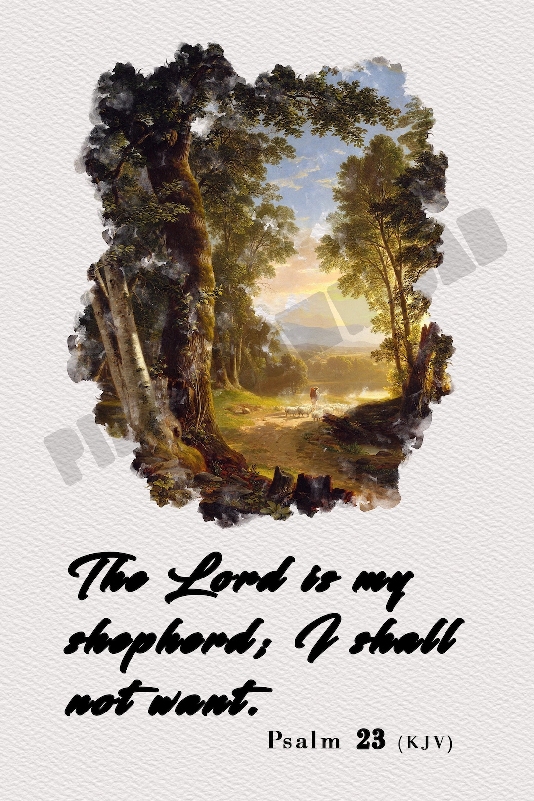 Psalm 23 Print, Psalm 23 Poster, Psalm 23 Art, Bible Verse Gift for Him ...