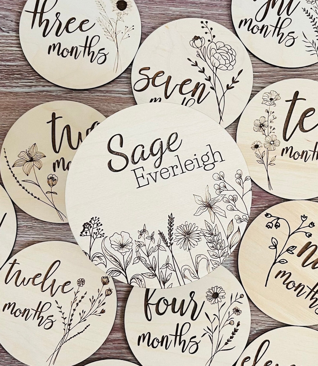 Newborn Photo Prop, Baby Milestone Marker, Monthly Milestone Marker ...