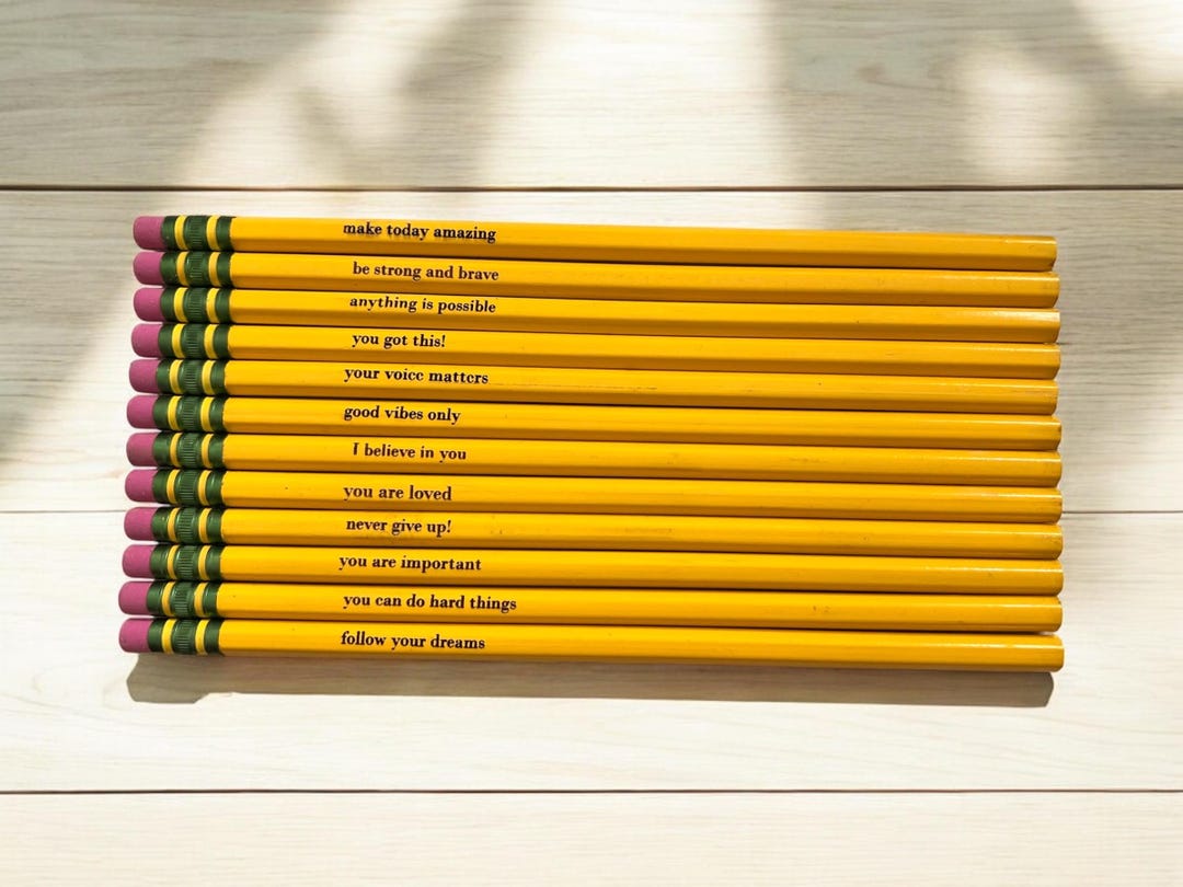 Motivational Engraved Pencils - Set of 12 Inspirational Quotes, Perfect ...