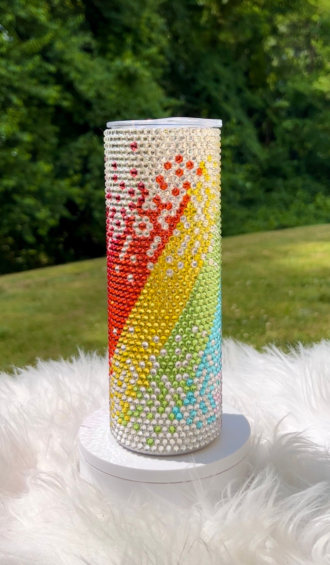 Rhinestone Tumbler 20 Oz Rainbow Rhinestone Tumbler Made With High ...